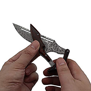 MASALONG Residual Wings KNI191 Damascus folding collection knife (Straight back)