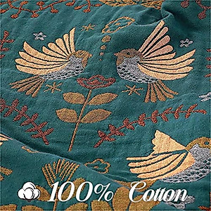 MSGKV Boho Throw Blankets 100% Cotton Blankets 80''Wx 90''L Throw Blanket for Bed Couch Sofa Double Sided Knit Blanket Warm Blanket Cover Sheet Reversible Blanket Wearable Fall Blanket