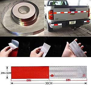 EZtar DOT-C2 Reflective Safety Tape 2 Inch x 150 Feet Red/White High Intensity Self Adhesive Waterproof Reflector Conspicuity Tape for Vehicles,Trailers,Boats,Signs
