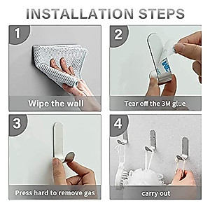 TOULIFLY Wall Hooks, 22lb(Max) Hooks for Hanging, Reusable Seamless Hooks,Waterproof and Rustproof Adhesive Hooks, Bathroom Kitchen Heavy Duty Self Adhesive Hooks