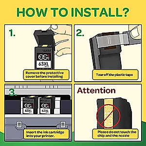 CG CHINGER Remanufactured Ink Cartridge Replacement for HP 63XL 63 XL, High Yield Work with OfficeJet 3830 4650 5255 Envy 4520 4512 4516 Deskjet 1112 3630 3634 3639 3632 2132 Printer (2 Black)