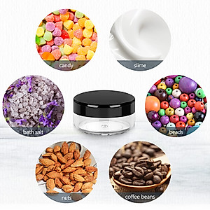 Loretoy Household 0.1oz Plastic Jars with Lids, 50 Pack BPA Free, Reusable, Refillable Transparent Cosmetic Containers for Bath Salts, Cosmetics, Powders, Beauty Product and Small Accessories