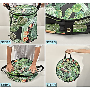 Cactus Green Pop Up Laundry Hamper With Lid Foldable Laundry Basket With Handles Collapsible Storage Basket Clothes Organizer for Kids Room Bedroom