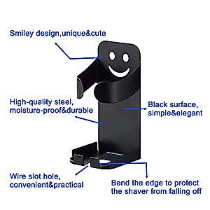 Electric Razor Holder Wall Mounted Self Adhesive Razor Hanger, Stainless Steel Electric Shaver Holder Utility Storage Electric Shaver Bathroom Shower Storage Organizer,Gift for Men,Dad,Grandpa,Black
