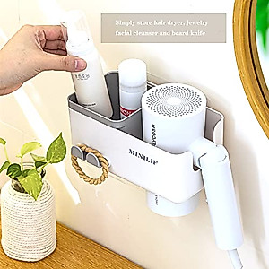 MINLIF Wall Mounted Hair Dryer Holder,Hair Dryer Organizer,Bathroom Storage Organizer, Suitable for Hair Dryer, Facial Cleanser, Toothpaste and Hairpin
