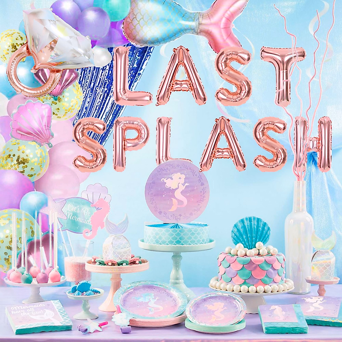 LaVenty 98 PCS Luxury Last Splash Balloons Mermaid Bachelorette Party Decorations Last Splash Bachelorette Party Decoration Mermaid Bridal Shower Party Supplies Last Splash Party Favors