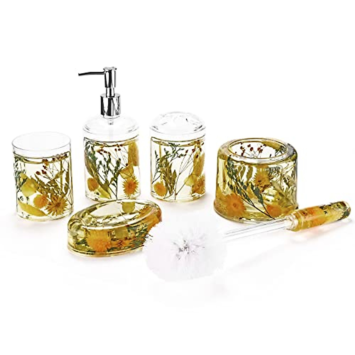 Locco Decor 5 Piece Acrylic Liquid 3D Floating Motion Bathroom Vanity Accessory Set