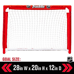 Franklin Sports Mini Hockey Rink Set - Half Rink Knee Hockey Goal, Mini Sticks, and Ball Set - Indoor Mini Hockey Rink - Official NHL Licensed White