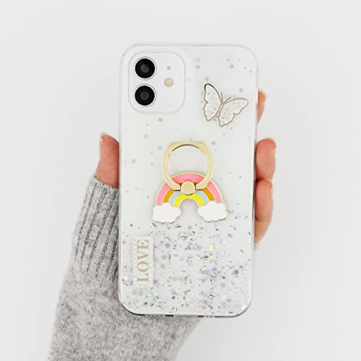 LaMignonne Phone Ring Holder Rainbow Metal Finger Grip 360° Rotation 180° Flip Kickstand Universal Phone Grip Compatible with All Smartphones