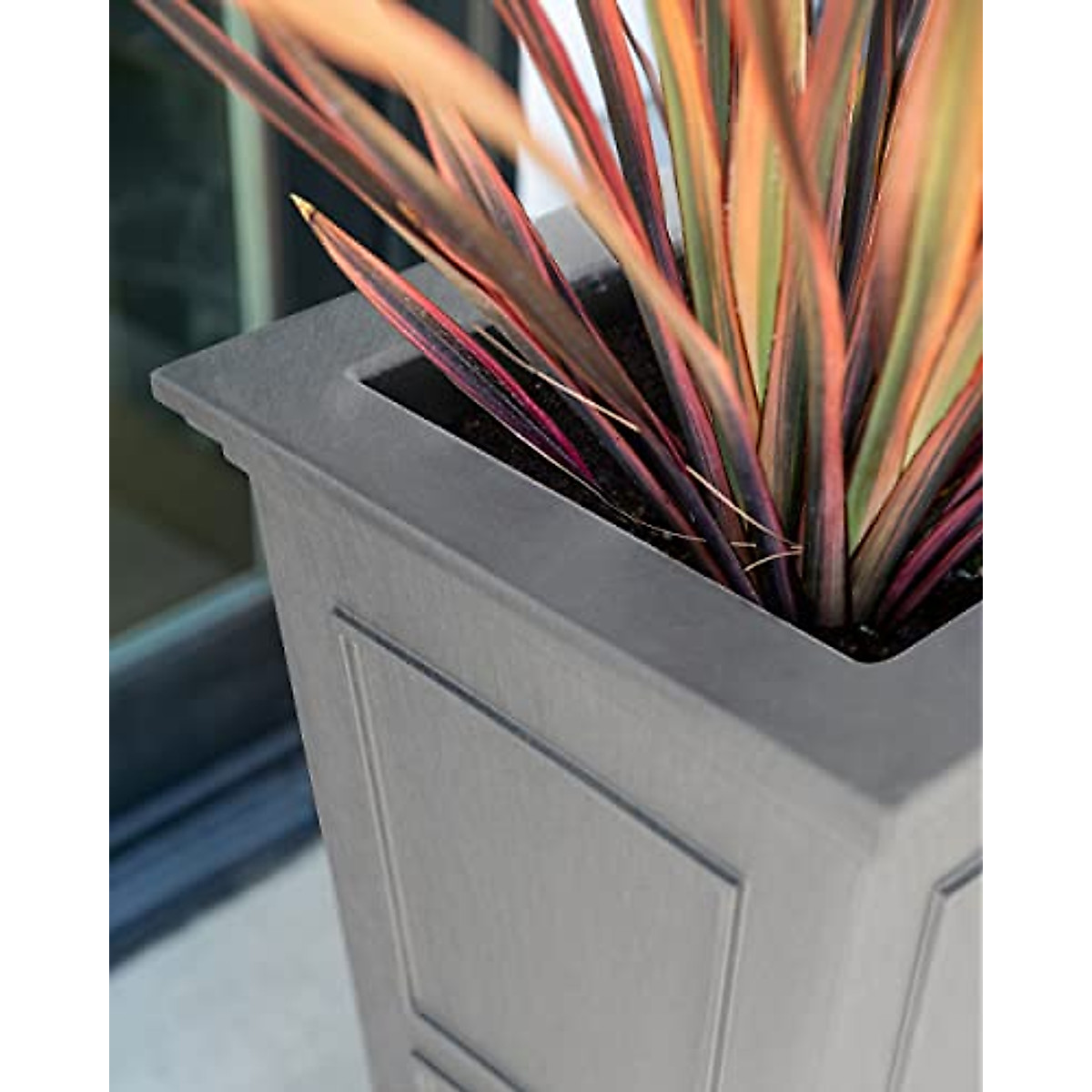 Veradek Brixton Series Tall Plastic Planter - Large Outdoor Planter for Front Porch | Crack Resistant All-Weather Use | Classic Estate Design for Tall Plants, Flowers, Trees
