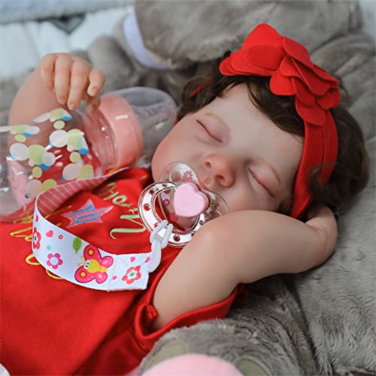 SCOM Reborn Baby Dolls - 19-Inch Lifelike Sleeping Baby Dolls Girl with Soft Cloth Body Realistic-Newborn Baby Doll Gift Set for Kids Age 3+
