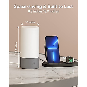 Table Lamp, [Advanced] Bedside Touch Control Lamp for Bedroom 3 Level Dimmable Warm White Lights with 256 RGB Color Mode Modern Design Smart Nightstand Desktop LED Lamps Portable for Read