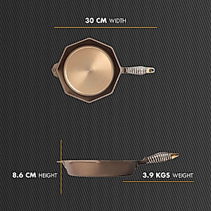 FINEX 12" Cast Iron Skillet, Modern Heirloom, Handcrafted in The USA, Pre-Seasoned with Organic Flaxseed Oil
