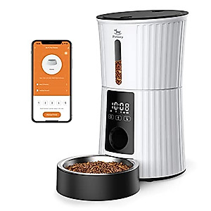 Petory Automatic Cat Feeders Wi-Fi - 4L Dry Food Dispenser for Cats and Dogs 10 Meals per Day Smart Pet Feeder with Desiccant Bag Dual Power Supply 10S Voice Recorder