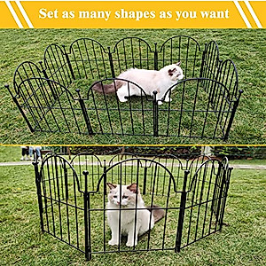 Blingluck Garden Fence, 22 in(H) x 130 in(L) Arched Rustproof Metal No Dig Fence Garden Fence Border, Ground Stake Animal Barrier Fence for Rabbit Dog, Outdoor Landscape Decor for Yard & Patio,10 Pack