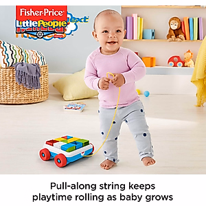 Fisher-Price Pull-Along Activity Blocks, Toy Wagon for Babies