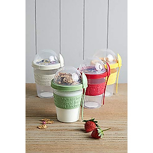 Take 'n' Go 600ml | Yoghurt Pot | Granola Pot | Muesli Pot | Cereal Pot | Premium Pot with Spoon and Spoon Holder (BPA Free/Leakproof/Dishwasher Safe)