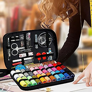 99 Pcs Sewing Kit Premium Sewing Supplies Case Portable Travel Home Needle Thread with Thread,Threader Needle,Tape Measure, Scissor, Thimble