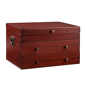 Royalty Art Fine Silverware Storage Box with Pull Out Drawer, 15” x 11”, Large Kitchen Counter Organizer for Flatware and Utensils, Decorative Home Decor