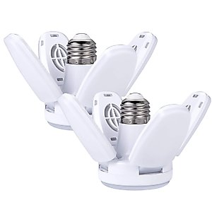 Rieyue 2 Pack LED Light Bulb 35 Watt (150W Equivalent), Mini LED Garage Light E26 Base Daylight 6500K, Super Bright Deformable LED Bulbs for Workbench Porch Basement