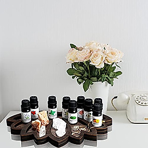 Yuntau Wood Tray Crystals Holder Wooden Lotus Holder Crystal Tray for Stones, Healing Crystals and Gemstones Storage Table Coaster, Dark Brown