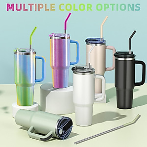 weisidi 40 oz Tumbler With Handle and Straw, Reusable Stainless Steel Insulated Water Bottle,Cupholder Friendly - Travel Mug Iced Coffee Cup for Hot-Cold Coffee and Beverages (Black)