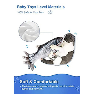 Potaroma Cat Toys Flopping Fish with SilverVine and Catnip, Moving Cat Kicker, Floppy Wiggle Fish for Small Dogs, Interactive Motion Kitten Exercise Toys, Mice Animal Toys 10.5"