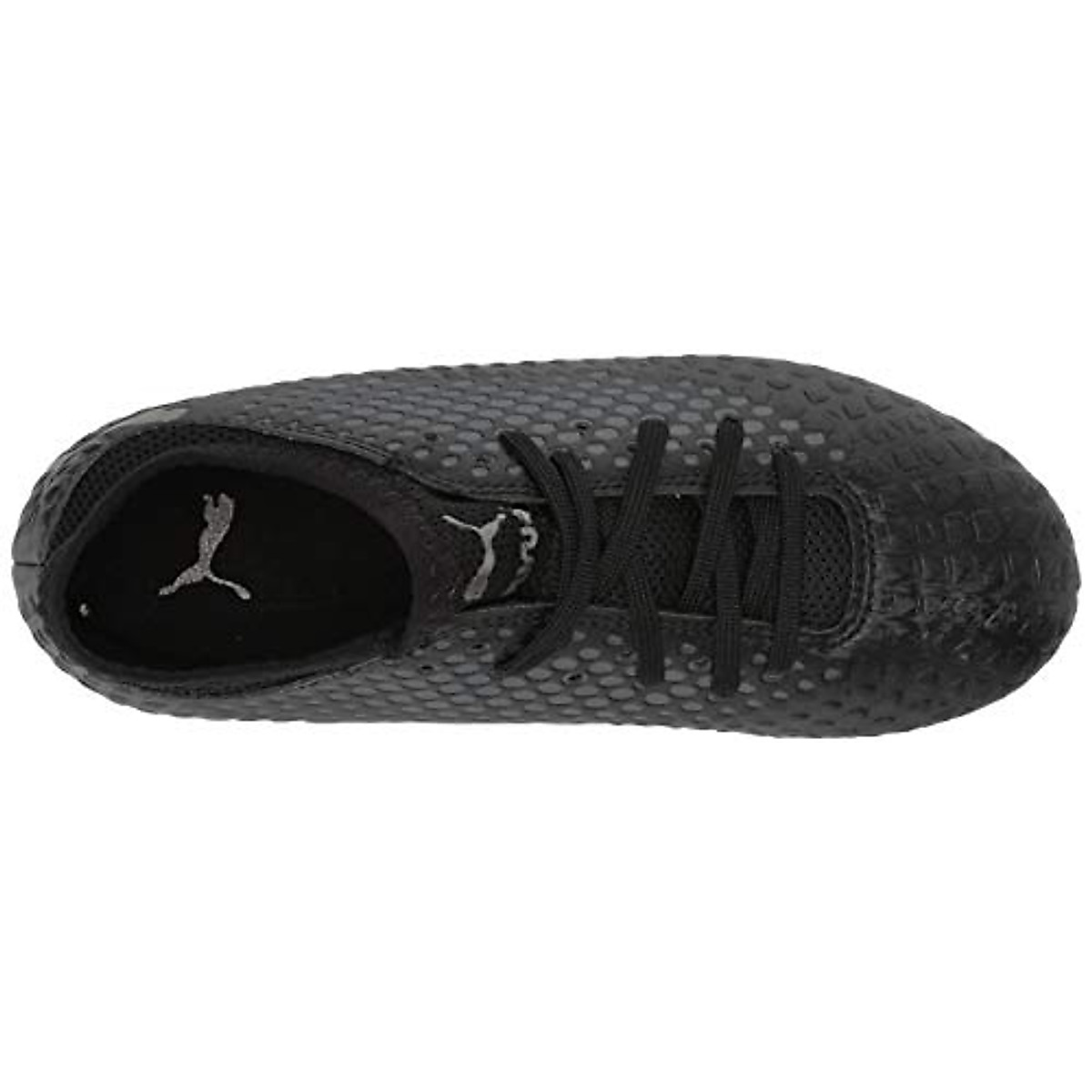 PUMA Unisex-Child Future 4.4 Firm/Artificial Ground Soccer Shoe, Black Black Aged Silver, 3 M US Little Kid