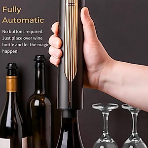 OPENERO Electric Wine Opener — Luxurious Automatic Wine Corkscrew Electric with Charging Base and Steel Foil Cutter, Wine Gifts For Women Men (Gold)