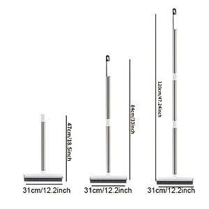 TUDEXX Pet Hair Removal Rubber Broom with Built in Squeegee, 2 in 1 Floor Brush for Carpet, Adjustable Handle, Includes One Microfiber Cloth for Floor Dusting