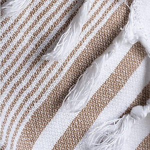 FESHKA Turkish Hand Towels Set of 2-100% Organic Cotton, 18x32 Prewashed Super Absorbent Peshtemal Towel for Hand, Kitchen, Face, Hair, Gym, Dishcloth, Yoga, Tea, Farmhouse Boho Decor (Brown)