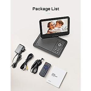 YOTON 12.5" Portable DVD Player with 10.5" HD Swivel Screen for Car and Kids, with Car Charger and AC Adaptor, Supports 4-6 Hours Built-in Battery and USB/SD Card/Sync TV [Not Support Blu-Ray]