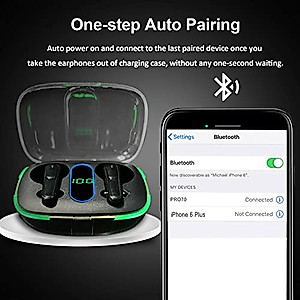 Conchpeople Pro 70 True Wireless Earbuds Bluetooth 5.3 Wireless Earphones with Microphone, IPX7 Waterproof, Charging Case LED Power Display, ANC Earphones Compatible with iPhone & Android (Black)