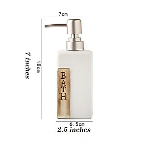 Ceramics Hand Soap Dispenserfor Bathroom, Gold soap Dispenser for Kitchen Sink Refillable Liquid Hand Soap Dispenser with Gold Pump Classic and Timeless Design 13.5Oz (White Square)