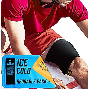 Sparthos Kinesiology Tape [Midnight Black - Pack of 2] + Sparthos Ice Packs for Injuries [Size Medium + Cover]