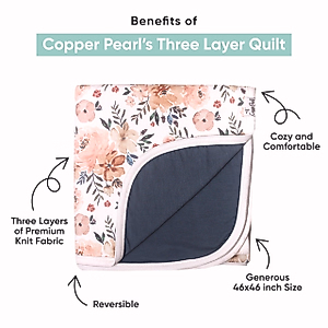 Copper Pearl Three-Layer Baby Blanket: Soft Quilts for Boys & Girls | Breathable, Cozy Blanket for Newborns & Toddlers | 46x46 Premium Polyester/Rayon | Honeycomb