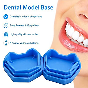 6 Pcs Dental Base Former Kit Dental Lab Model Base Set Plaster Mold Base Former Color Blue (Set)