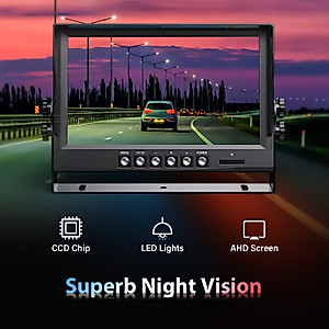 eRapta 1080P Wired Backup Camera System Kit,9" HD DVR Monitor with IP69 Waterproof Reverse/Side View Camera for RV Truck/Semi Box Truck/Trailer A9