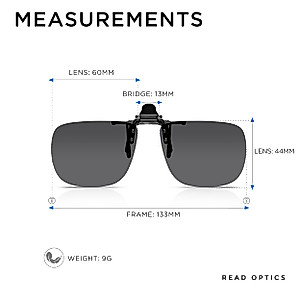 READOPTICS Clip on Sunglasses for Prescription or Non Prescription Specs, Polarized UV Protection, Flip Up Lightweight Lenses Attach Easily. 2 Pack Read Optics