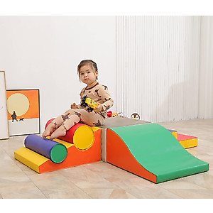 TOLEAD Toddler Foam Climbing Set Indoor - Kids Climb & Crawl Soft Activity Playset - Toddler Climber Gymnastics Equipment for Walking in Balance