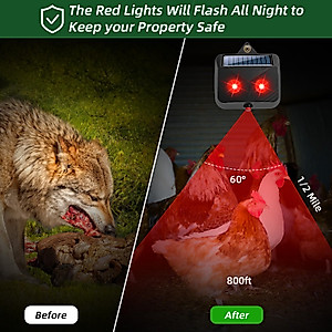 4Pcs Solar Nocturnal Animal Repeller Predator Control Light Coyote Repellent Devices with LED Lights Outdoor Night Guard Animal Predator Repellent for Deer,Cat,Coyote from Yard Farm&Chicken Coop (Red)