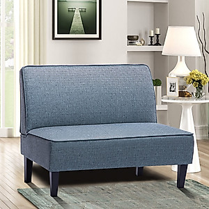 Yongqiang Upholstered Armless Loveseat Settee for Living Room Bedroom Dining Room Small Sofa Couch Banquette Pattern Fabric