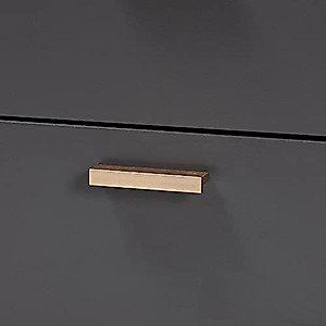 Baxton Studio Kelson Nightstand, Dark Grey/Gold