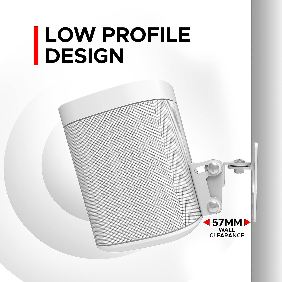 Play 1 Wall Mount, White, Compatible with Sonos Play:1 Only, Adjustable Swivel & Tilt Mechanism, Mounting Bracket includes All Fixings