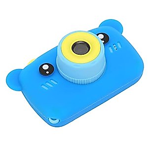Kids Cartoon Camera, Front and Rear Dual Cameras Kids Camera Eco Friendly Multiple Fun Photo Frames ABS for Outdoor for 3‑10 Years Old Kids (Blue)