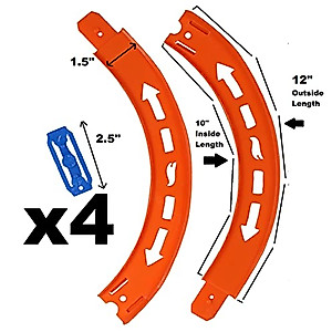 Hot Wheels Curve Tracks Expansion Packs ~ Includes 8 Curved Track Pieces & 4 Connectors ~ 10" Long