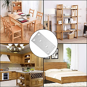 22 PCS Sliver Mending Bracket Plate, Stainless Steel 50MM X 100MM X 2MM Heavy Duty Flat Corner Brace for Wood, Metal Straight Fixing Joining Shelf Support Corner for Shelves, Furniture and Cabinet