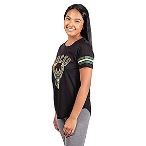 Ultra Game NBA Milwaukee Bucks Womens Soft Mesh Jersey Tee Shirt, Black, Large