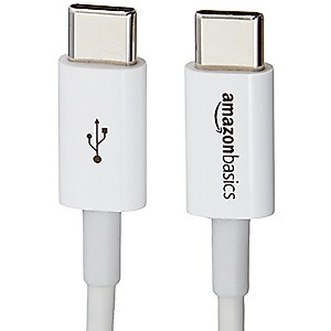 Amazon Basics USB Type-C to USB Type-C 2.0 Charger Cable - 6-Foot, White