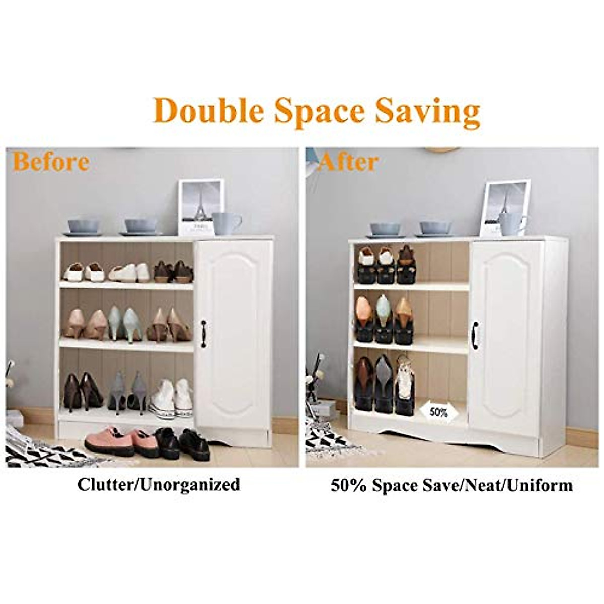 Yagizaai Bayou Shoe Slots, 8 PCS Shoes Slots Organizer, 4-Level Adjustable Shoe Stacker, Upgraded Shoe Space Saver, 50% Space-Saving Shoe Holders(Black)